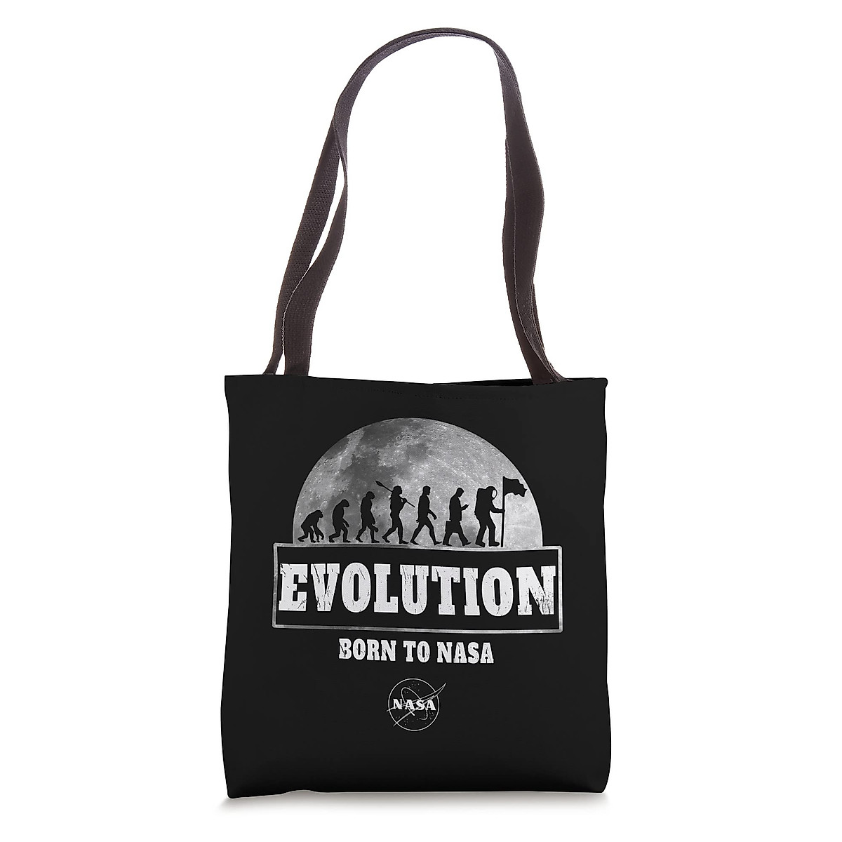 NASA Evolution Born to NASA Moon Insignia Logo Tote Bag