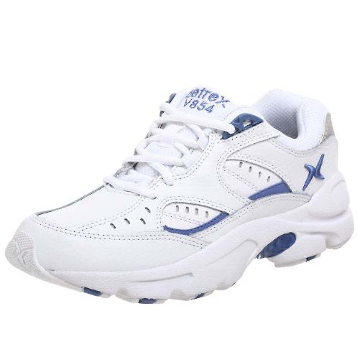 Apex Women's V854W Athletic Walking Shoe,White/Periwinkle,4.5 W US