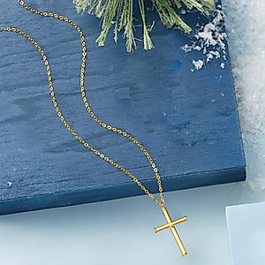 Ross-Simons Italian 14kt Yellow Gold Cross Necklace. 20 inches