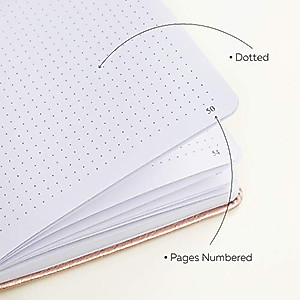 Clever Fox Dotted Notebook – Dot Grid Bullet Numbered Pages Hard Cover Notebook Journal With Thick 120g Paper and Pen Loop, Stickers, 3 Bookmarks, Smooth Faux Leather, 5'' x 8.25'' - Rose Gold