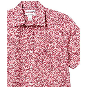 Amazon Essentials Men's Regular-Fit Short-Sleeve Poplin Shirt, Washed Red Roses, Medium