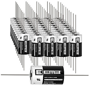 EEMB 50Pack ER14250 1/2AA 3.6V Lithium Battery with AX Solder Tabs Li-SOCL₂ Non-Rechargeable Battery XL-050F SB-AA02 LS14250 TL-5902 TL-2150 for Slot Machine/Game chip Board