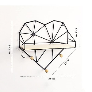 TJLSS Simple Geometric Heart Shape Floating Shelf Iron Home Living Room Wall Hanging Art Decoration Accessories Set