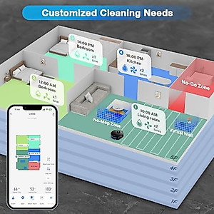 Tikom L9000 Robot Vacuum and Mop Combo, LiDAR Navigation, 4000Pa Robotic Vacuum Cleaner, Up to 150Mins, Smart Mapping, 14 No-go Zones, Good for Pet Hair, Carpet, Hard Floor