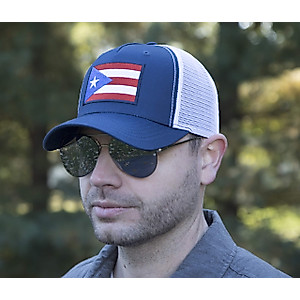 International Tie Navy White Flag Hats - Snapback Trucker Baseball Hat (Puerto Rico)