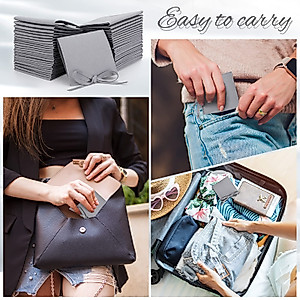 120 Pcs Microfiber Jewelry Pouch 8 x 8cm Jewelry Packaging Bag Gift Bow Tie Bracelet with Cleaning Cloth(Gray)