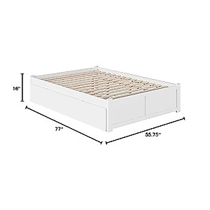 Atlantic Furniture AR8032012 Concord Platform Bed with Twin Size Urban Trundle, Full, White