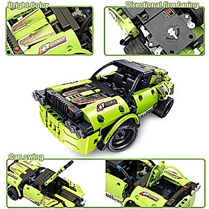 STEM Building Toys for Kids, 335 Piece Building Kit 2 in 1 Remote Control Racing Car Snap Together Engineering Kits Early Learning Racecar Building Blocks Best Gift for 6＋Year Old Boys and Girls