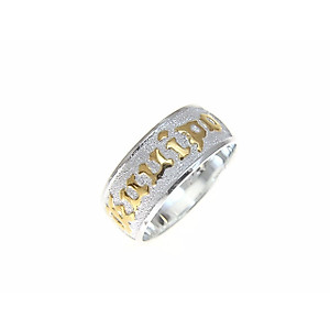 Arthur's Jewelry 925 sterling silver Hawaiian plumeria flower scroll yellow gold plated kuuipo band ring smooth edge size 8.5