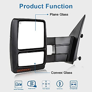 ECCPP Towing Mirror for 2007 2008 2009 2010 2012 2011 2013 2014 for Ford F150 Power Heated Turn Signal Puddle Light Upgrade Towing Mirror Pair
