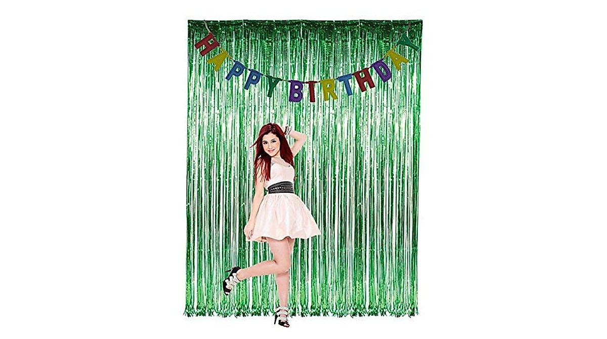 BEISHIDA Green Foil Fringe Curtains – Perfect for Weddings & Parties