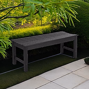 Stoog Outdoor Bench, 2-Person Patio Backless Bench, All-Weather HIPS Garden Bench, Never Rot or Fade, for Backyard, Porch, Patio, Deck, and Entryway, Black