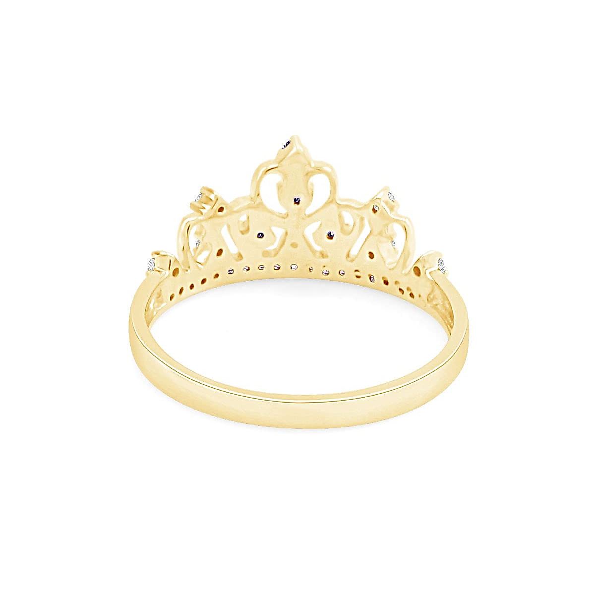 AFFY Round Cut Simulated Multi Stone Rapunzel Princess Style Engagement Wedding Crown Ring in 14k Yellow Gold Over Sterling Silver with Ring Size 7