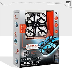 SHARPER IMAGE Lumo Stunt Remote Control LED Glow Drone, 2.4 GHz, Auto-Orientation, Assisted Landing & Gyro Stabilization, 3 Light Modes, Long Range Durability, Easy & Beginner Friendly Controls