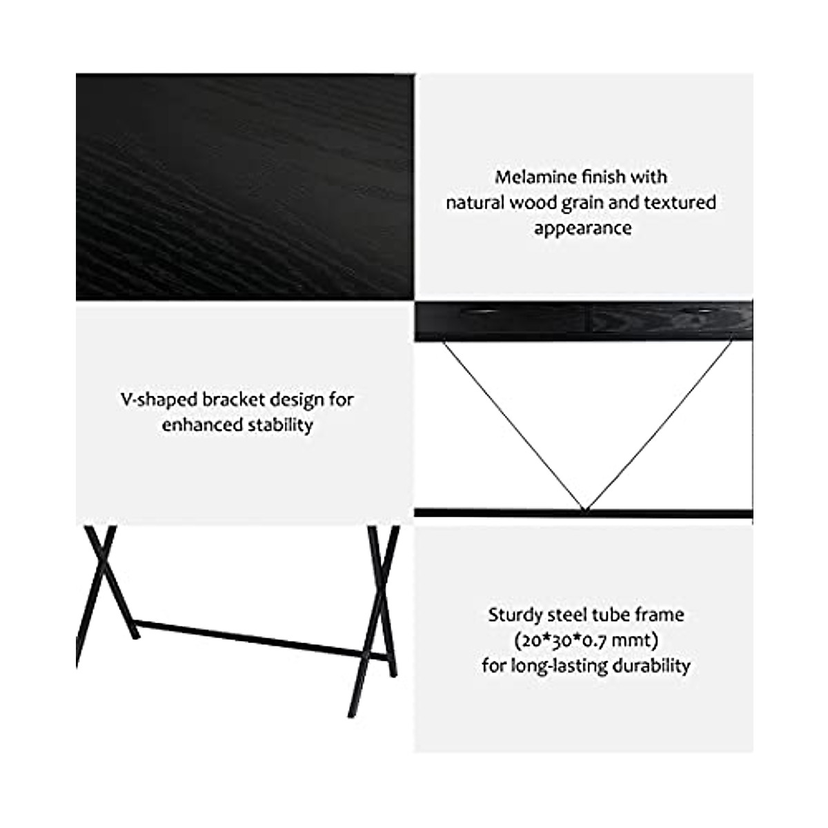 glitzhome 43.25" L Modern Industrial Home Office Desk with 1 Outlets and 2 USB Charging Ports, Wood/Metal Writing Desk PC Table Computer Desk, Black Oak