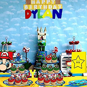 Mario Cupcake Stand, Super Brother Birthday Party Supplies Cupcake Tower, Video Games Birthday Party Decoration Dessert Stand for Baby Shower, Boys & Girls