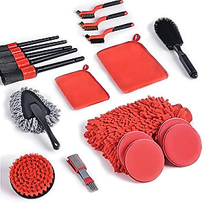 WEIYOUPIN Car Cleaning Kit - 19pcs Car Cleaning Detail Kit Detailing Brush Set Car Detail Kit Car Cleaning Supplies for Wheels, Dashboard, Engine, Leather, Carpet