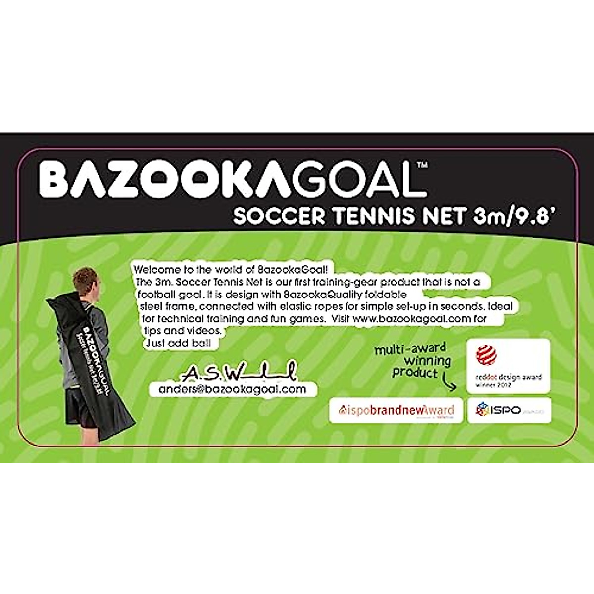 Bazookagoal Portable Soccer Tennis Net 9.8x3.3ft Complete Set – Adjustable and Foldable Training Tennis Net for Kids and Adults