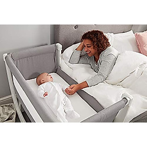 Beaba by Shnuggle Air Bedside Sleeper, Bedside Bassinet, and Infant Crib with Breathable Mesh Sides and Zip Down Side, 7 Different Height Adjustments, Grey