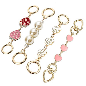 AGEN KGEN Women Purse Strap Extender Purse Chain Bag Extender Purse Chain Strap Replacement Chain Handbags Bag Exquisite Extension Chains for DIY Handbag Purse Shoulder Bag (Beautiful 4 PCS Set)