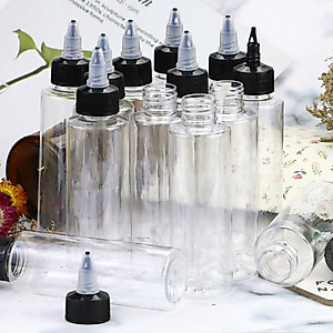 Twdrer 16 Pack Clear Dispensing Bottles with Twist Top Cap,Small Boston Round LDPE Plastic Squeeze Bottles(4oz/120ml)