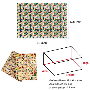 RUSPEPA Wrapping Paper Sheets Birthday Design - 17.5 x 30 inches Each Sheet, Total of 6 Sheets Packed in 1 roll