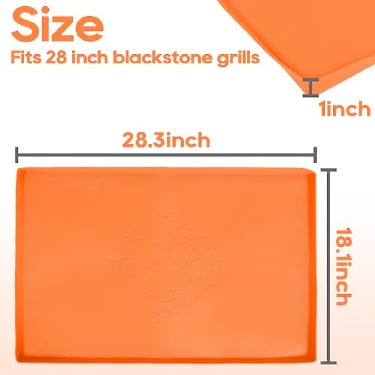 Longing Home Silicone Griddle Cover 28 inch for Blackstone, All-Encompassing Coverage Heavy Duty Food Grade Mat, Grill Buddy Mat for All Season, Griddle Cooking Surface Protective Cover - Orange