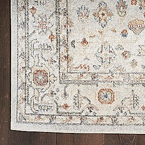 Nourison Astra Machine Washable Persian Grey/Orange/Multi 3'3" x 5' Area -Rug, Easy -Cleaning, Non Shedding, Bed Room, Living Room, Dining Room, Kitchen (3x5)