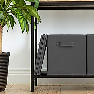 Pomatree Storage Cubes - 11 inch Cube Storage Bins (9 Pack) | Foldable Cubby Organizer Bin for Closet, Clothes and Toys | 2 Reinforced Handles | Fabric Basket Bin (Dark Grey)