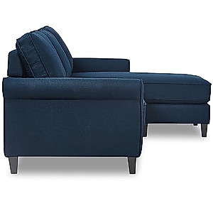 Serta Harmon Reversible Sectional Sofa, Modern L-Shaped Couch for Small Spaces, Soft Fabric Upholstery, Rolled Arm, Blue