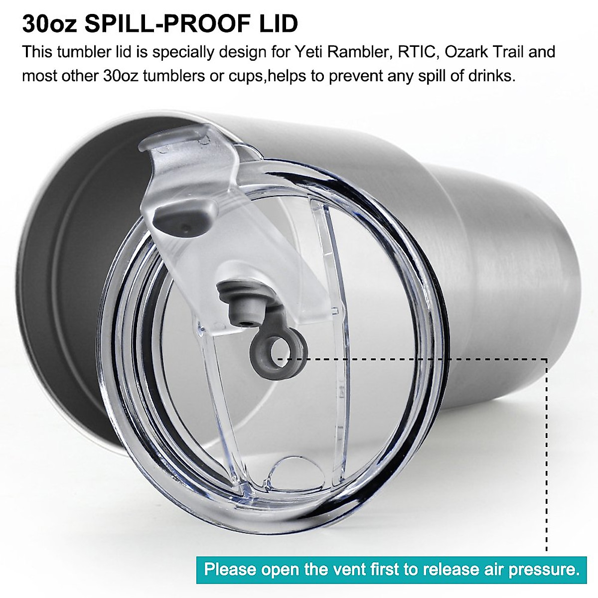 30 oz Tumbler Lids, Fits for 30Oz YETI Rambler, Ozark Trail, Old Style Rtic and More, SENHAI 3 Pack Spill-proof Splash Resistant Lids Covers for 30 Ounce Tumblers Cups