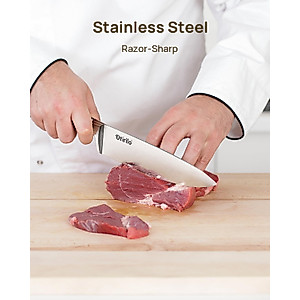 Knife Sets for Kitchen with Block 15-Piece, Otirilo Kitchen Knife Set High Carbon Stainless Steel Cooking Knife Set, Triple Riveted Forged Handle, Razor-Sharp Chef's Knife Set with Sharpener