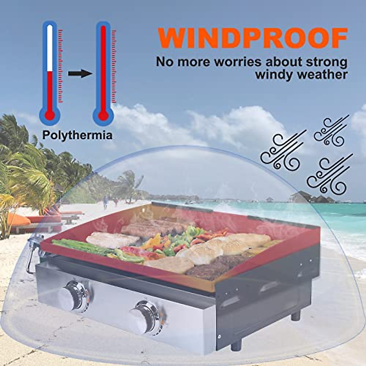 Wind Guard for Blackstone Griddle 22 Inch, 4 Packs Stainless Steel Waterproof Wind Screen Flat Top Grill Accessories, Protect Flame Hold Heat, Compatible with Hood, Black (Fit for 22" Griddle)