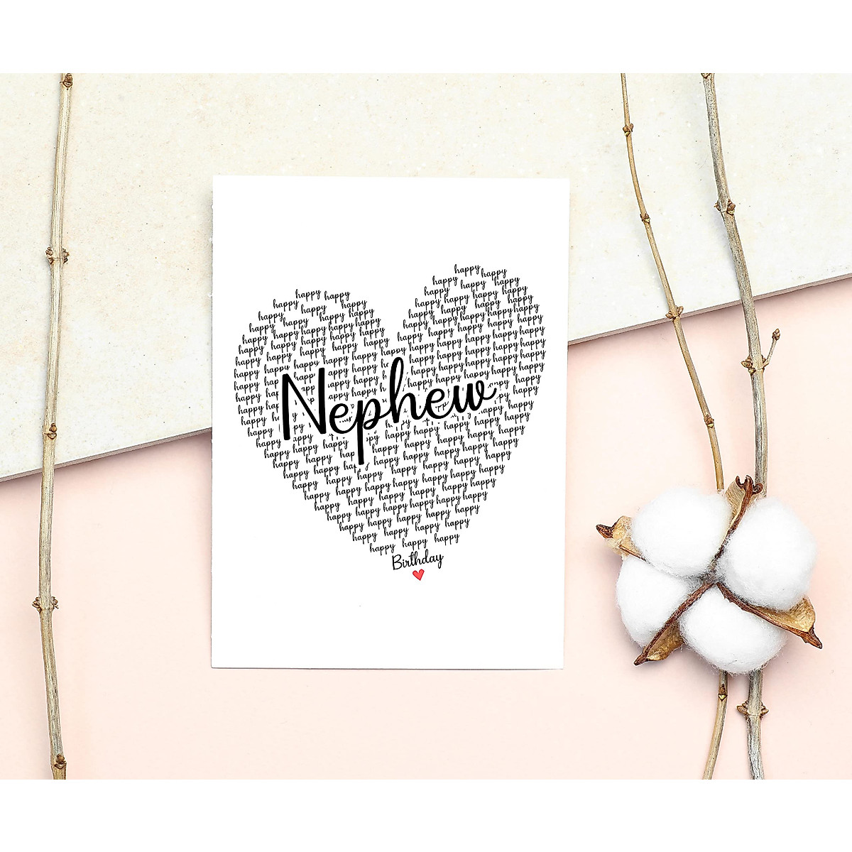 Happy Birthday Nephew Card - Cute Happy Birthday - Birthday Greeting Card - Sweet Birthday Card For Nephew - Anniversary-Thank You Card - Heart Happy Birthday Mom - I Love You Nephew Card