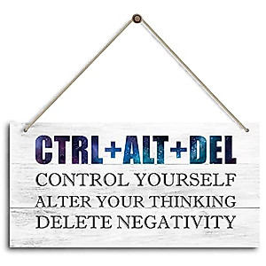 CTRL+ALT+DEL - Control Yourself-Alter Your Thinking - Delete Negativity. Inspirational Home Office Decor，Bedroom Decor, Farmhouse home decoration sign，or Any Other Home Decor