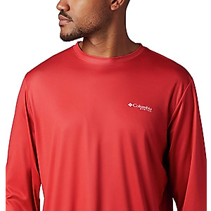 Columbia Men's Terminal Tackle PFG Fish Flag LS, Red Spark/White, 4X