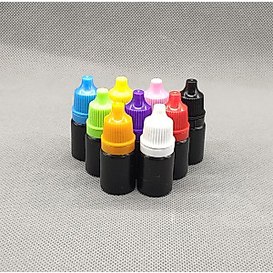 Snadulor 60pcs 5ml empty black plastic squeezable dropper bottle with protective cap,eye drop bottle(Black Cap)