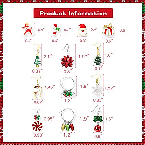 Christmas Earrings for Women,Christmas Stud Earrings,Christmas Trees, Bells,Snowflakes Earrings for Womens Thanksgiving Xmas Holiday Jewelry Gifts for Womens