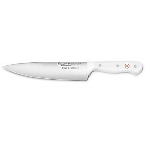 Wusthof Gourmet - 16 Pc. Knife Block Set - White Handles - Personalized Engraving of Chef's Knife and Brushed Stainless Steel Faceplate for Block Available