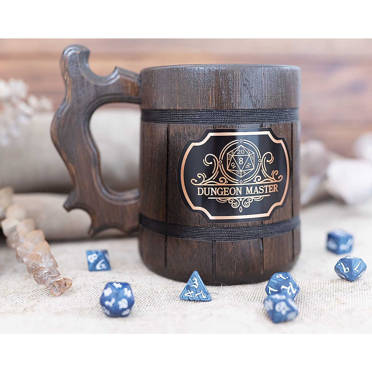 Dungeon Master Beer Mug. Dungeon and Dragons Mug. Dungeon Master Stein. D&D Gift. Wooden Beer Stein. Best Gift. Wooden Beer Mug. Wood Beer Mug Gamer Gift Beer Tankard K145