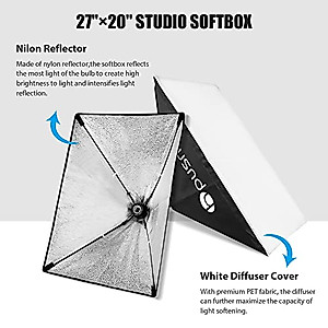 HPUSN Softbox Lighting Kit Professional Studio Photography Equipment for Portrait Product Fashion Photography (Bulb and Light Stand not Included)