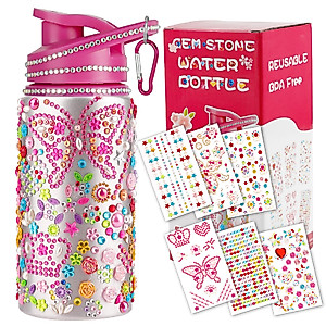Gift for Girls, Decorate Your Own Water Bottle for Girls, Girls Water Bottles for School, Kids Water Bottle, Jewel Stickers for Kids Crafts, Stickers for Kids, Christmas Gifts for Girls Age 6 7 8 9 10