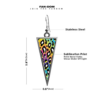 Triangle double sided earrings UV glow Leopard Print Pattern Jaguar fur pattern animal print Triangle Earrings (Style 10)