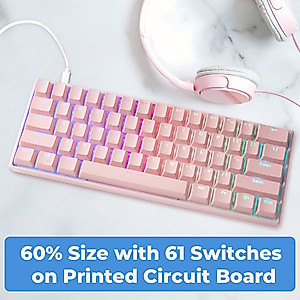 Koi Co (Koi61) Hot Swappable Keyboard - 60 Percent Hot Swap Keyboard - 5 pin Hotswap Keyboard- DIY Custom Keyboard - 60 Percent Keyboard - RGB Mechanical Keyboard - Keyboard PCB