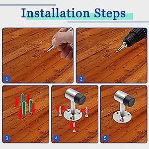 Lanzeuta 3 Inch / 75mm Heavy Duty Floor Stop, Door Stopper with Rubber Head, Stainless Steel Brushed Nickel Door Stop - 1PCS