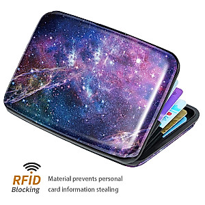 Coco Rossi Mini Credit Card Holder for Women,RFID Blocking Slim Hard Card Case ID Case Travel Wallet Nebula