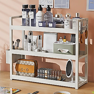 kaileyouxiangongsi Bathroom Counter Organizer, 3-Tier Bathroom Shelf for Bathroom Kitchen Bedroom,Ideal for Organizing Cosmetics, Perfumes, Soaps, Lotions, and More(White)