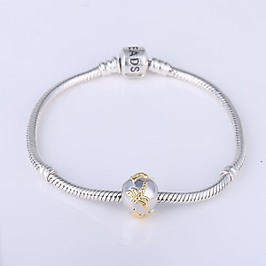 PAIYUAN Gold Plated Dragonfly Charms Authentic 925 Sterling Silver Insect Round Charm for European Bracelet