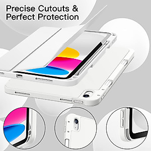 JETech Case for iPad 10 (10.9-Inch, 2022 Model, 10th Generation) with Pencil Holder, Slim Tablet Cover with Soft TPU Back, Auto Wake/Sleep (White)