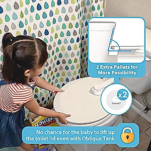Baby Toilet Lock (2 Pack) for Child Safety, Baby Proof Toilet Seat Lock with 2 Extra Pallet Fit for Most Standard Toilet, Easy Intallation Toilet Lid Lock with 2 Extra 3M Adhesive